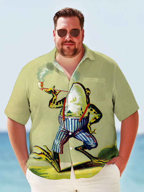 Fydude King Size Men'S Ukiyo-E Frog Smoking And Wearing Overalls Print