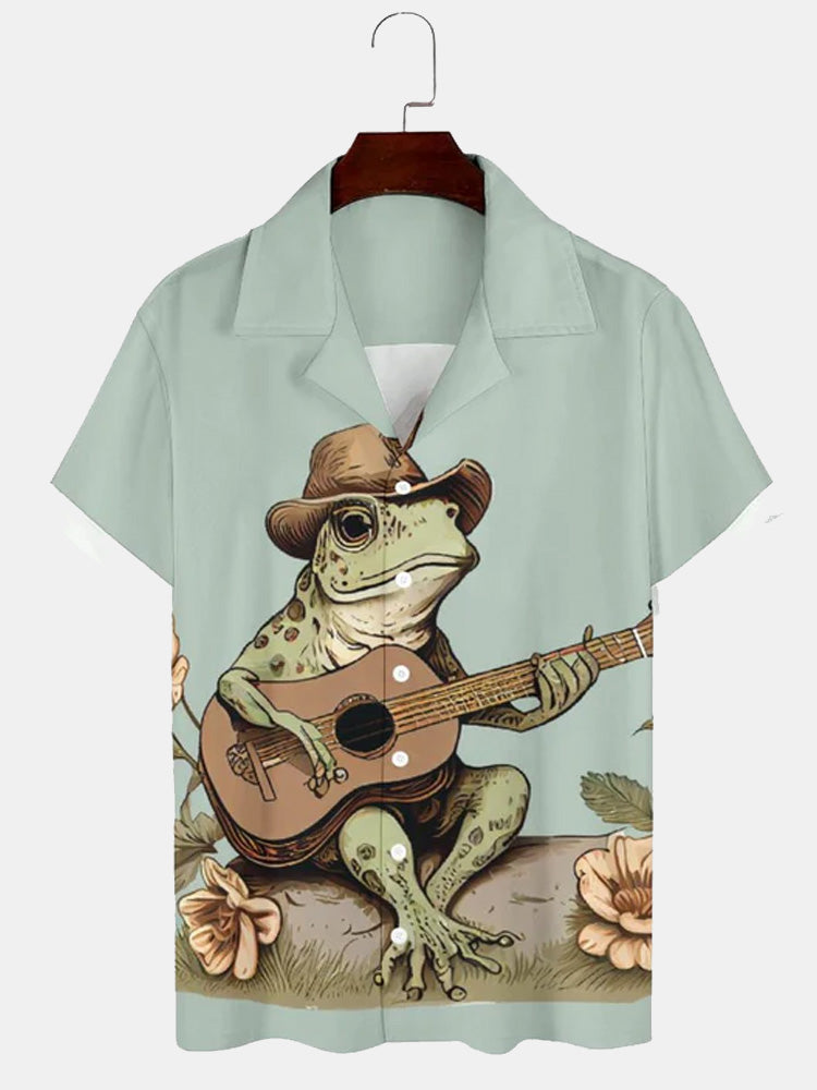 Fydude Hawaii Frog Casual Shirts