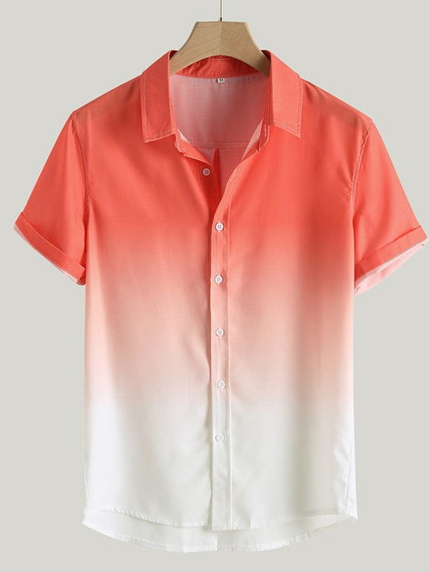 Gradient Print Casual Short-Sleeve Shirts – Fydude