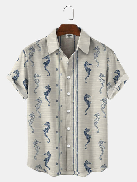 Men'S Ropes And Seahorses Print Shirts – Fydude