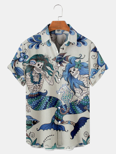 Men'S Mermaid Print Shirt – Fydude